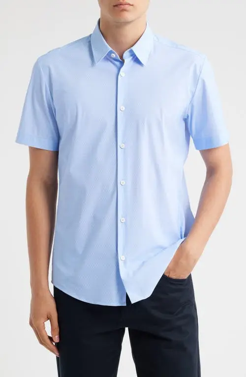 Hugo Boss Roan Kent Geo Print Short Sleeve Performance Button-up Shirt