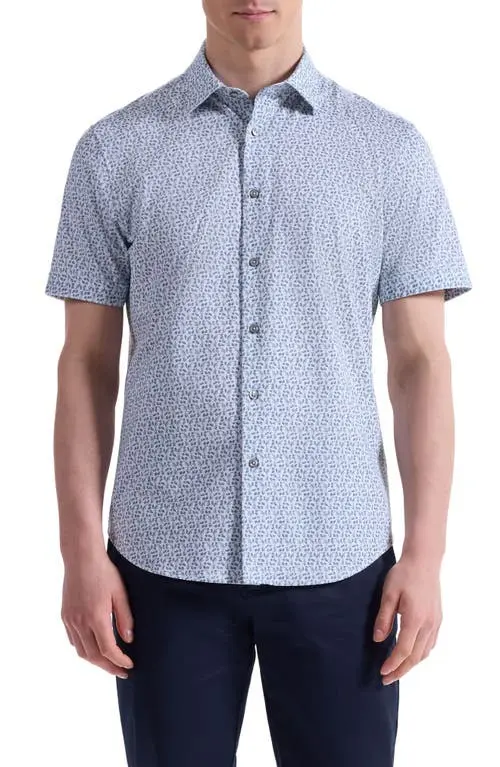 Bugatchi Miles Ooohcotton® Short Sleeve Button-up Shirt - Aloe