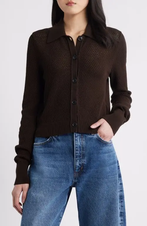 FRAME Shrunken Lace Knit Cardigan