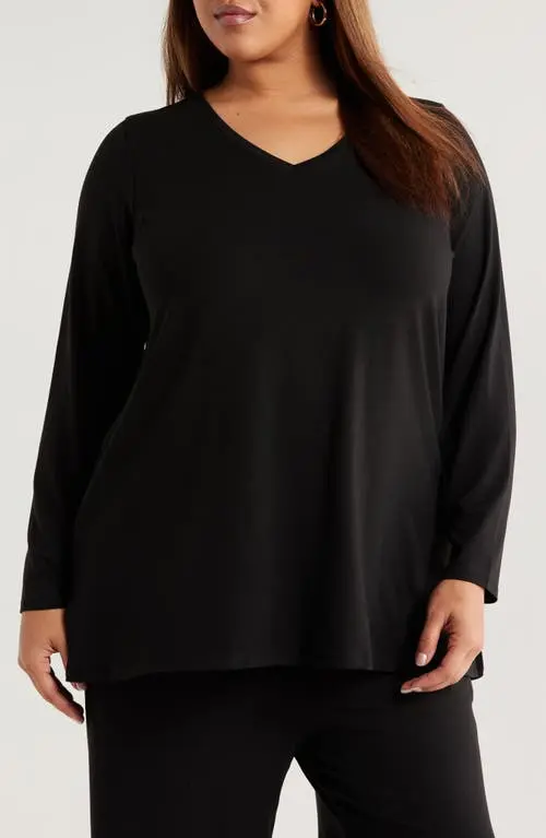 Eileen Fisher Long Sleeve V-neck Tunic - Black
