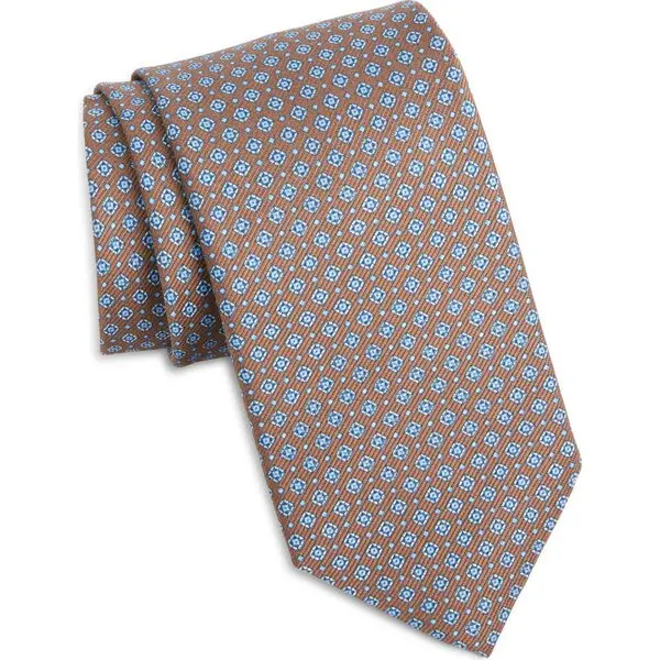 David Donahue Square Silk Tie - Chocolate