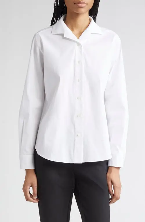 Lafayette 148 New York Notch Collar Button-up Blouse