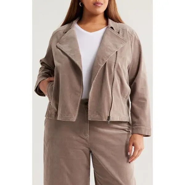 Eileen Fisher Stretch Cotton Corduroy Moto Jacket