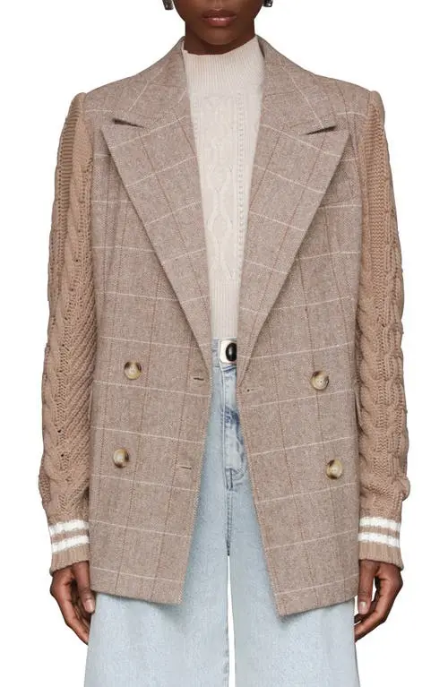 Avec Les Filles Double-breasted Mixed Media Blazer