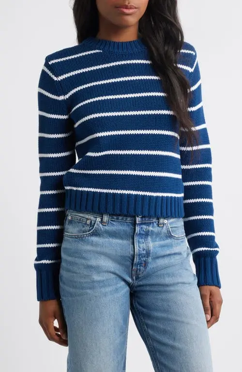Madewell Stripe Relaxed Cotton Sweater - Ink And White Stripe
