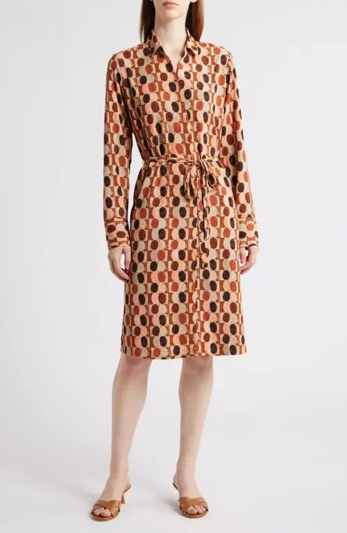 NIC+ZOE Circle Print Long Sleeve Belted Dress