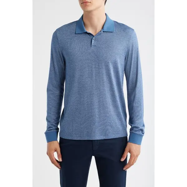 Theory Goris Activate Long Sleeve Polo - Blue Dusk Melange