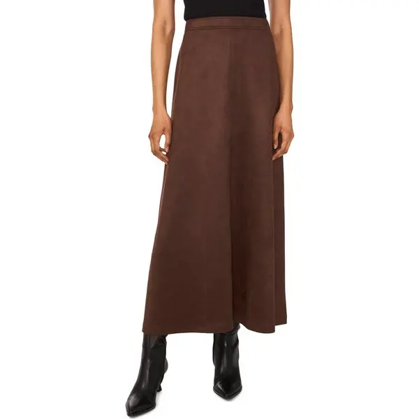 Vince Camuto Faux Suede A-line Maxi Skirt - Espresso