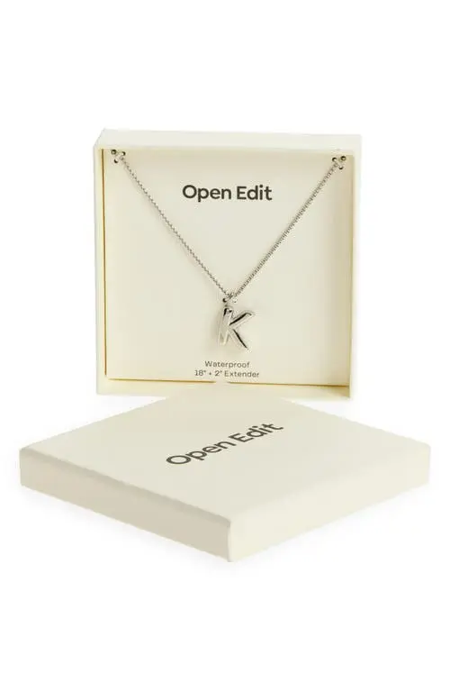 OPEN EDIT Waterproof Bubble Initial Pendant Necklace - K- Silver
