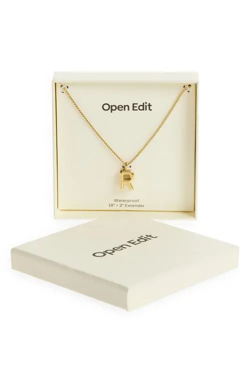 OPEN EDIT Waterproof Bubble Initial Pendant Necklace - R- Gold
