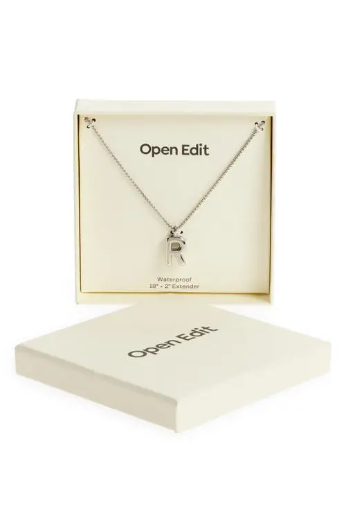 OPEN EDIT Waterproof Bubble Initial Pendant Necklace - R- Silver