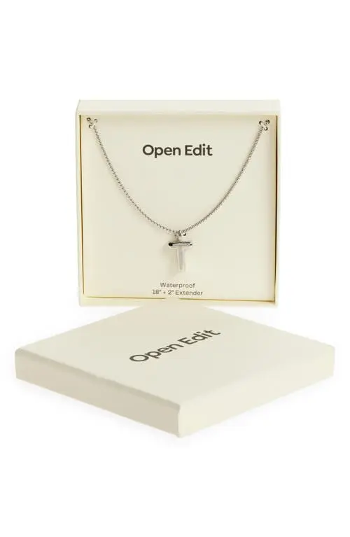 OPEN EDIT Waterproof Bubble Initial Pendant Necklace - T- Silver