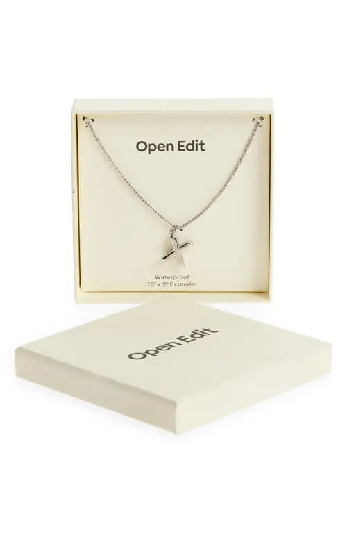 OPEN EDIT Waterproof Bubble Initial Pendant Necklace - X- Silver