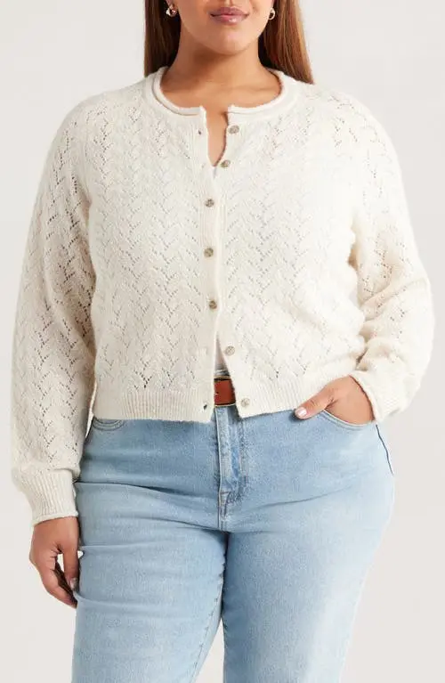 Treasure & Bond Pointelle Cardigan - Ivory Dove