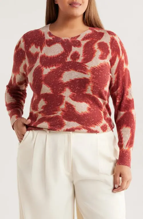NIC+ZOE Abstract Animal Print Sweater - Spice Multi