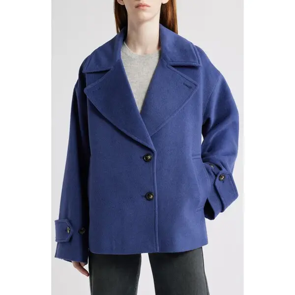 Bernardo Single Breasted Cropped Coat - Future Dusk