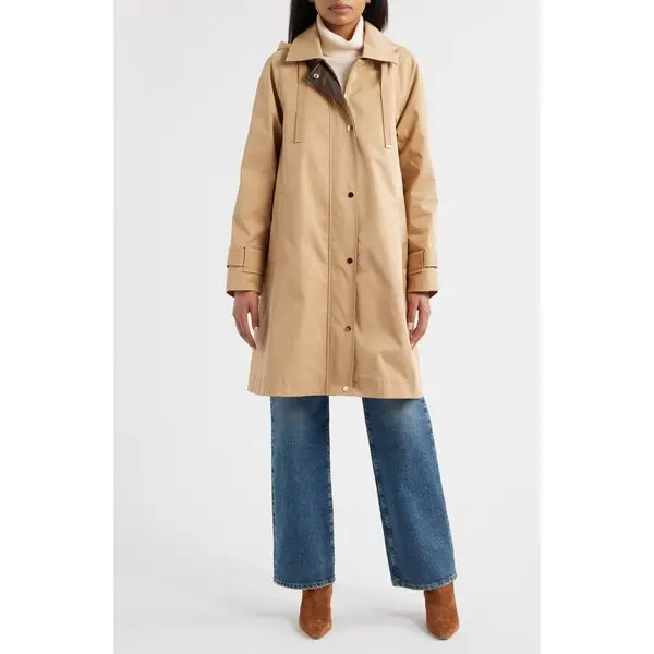 Bernardo Long Raincoat With Removable Hood