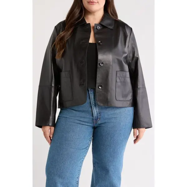 Nordstrom Patch Pocket Crop Leather Jacket