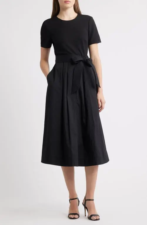 Eliza J Bow Detail Midi Dress - Black