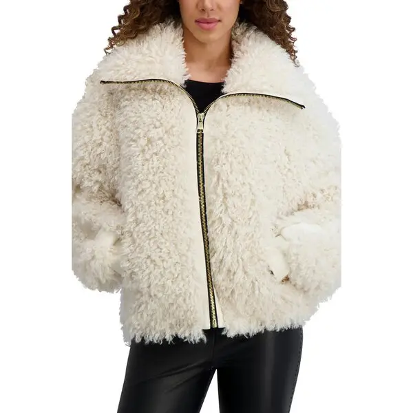 Karl Lagerfeld Paris Oversized Shaggy Faux Fur Jacket