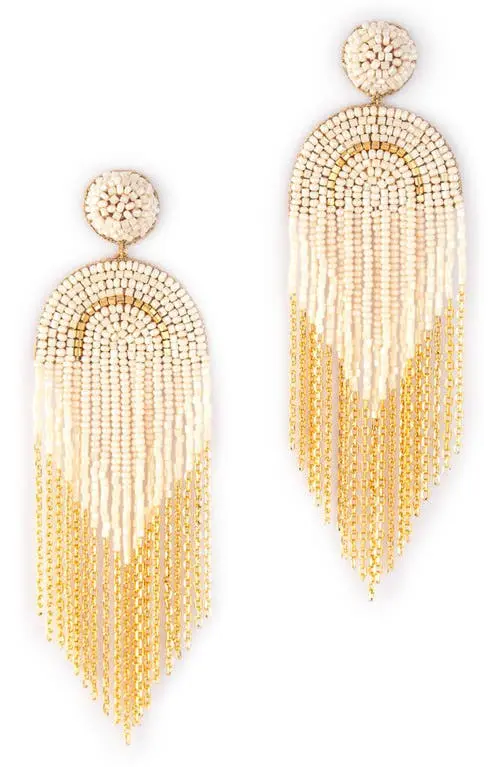 Deepa Gurnani Circe Beaded Fringe Drop Earrings - Ivory