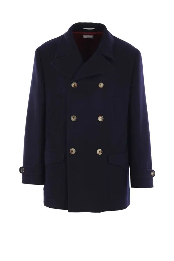 Brunello Cucinelli Double-breasted Coat - Navy/lead+rub