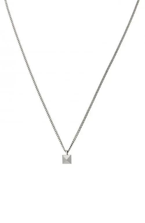 All Saints Pyramid Stud Pendant Necklace - Warm Silver