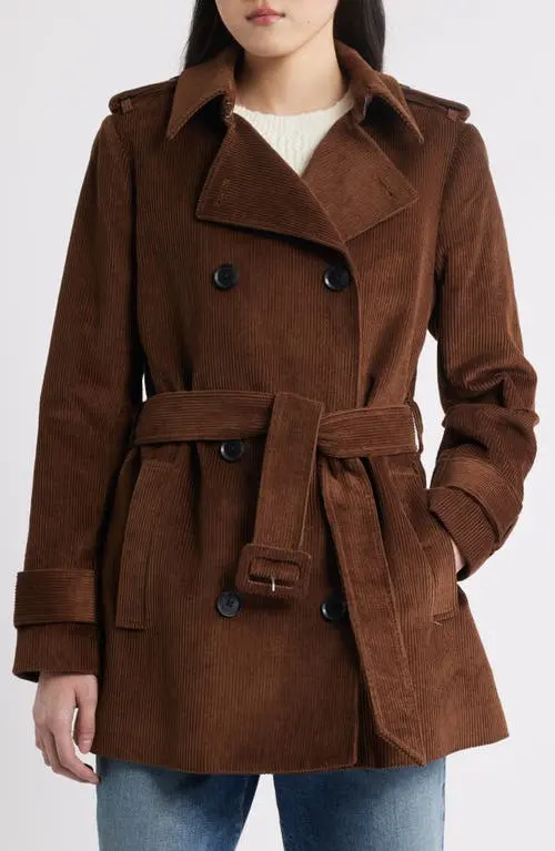 Bcbgmaxazria Belted Corduroy Trench Coat - Mocha