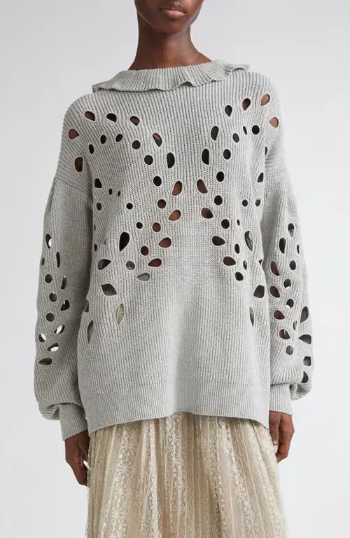 Ulla Johnson Francia Cutout Sweater - Grey Melange
