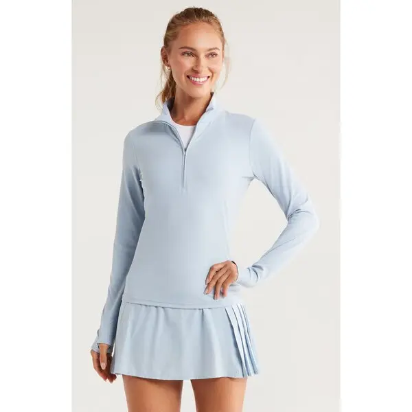 Zella So Soft Active Half Zip Pullover - Blue Fog
