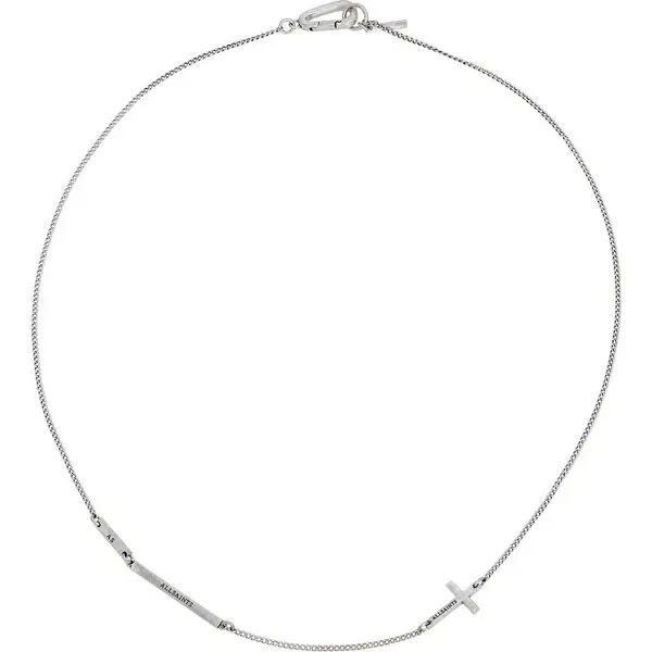 All Saints Cross Station Sterling Silver Necklace - Warm Silver