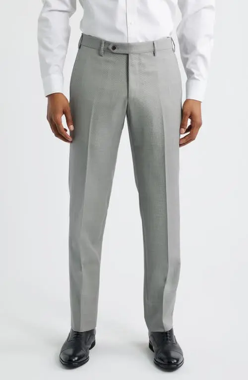 Zanella Parker Flat Front Wool Dress Pants - Light Grey