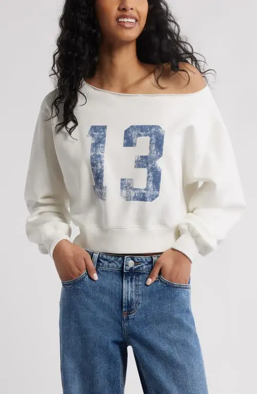 Bp. Off-the-shoulder Graphic Crop Sweatshirt