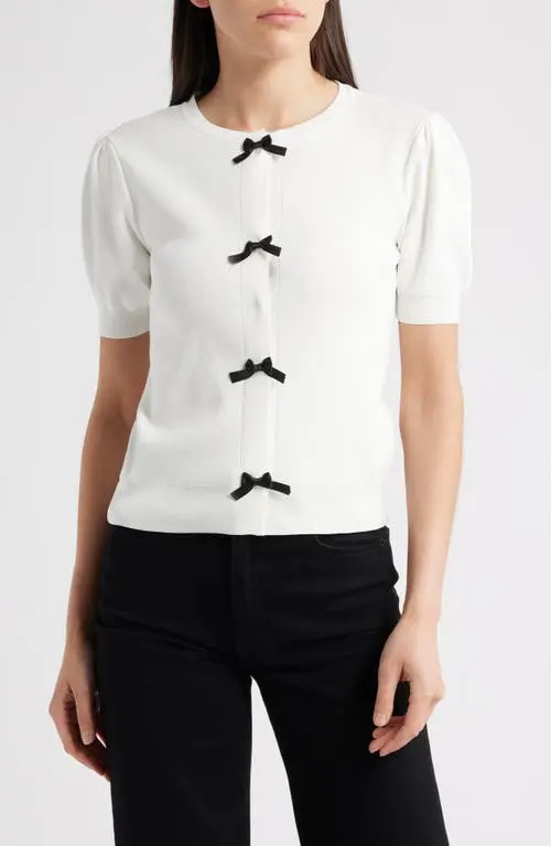 ZOE AND CLAIRE Short Sleeve Bow Cardigan