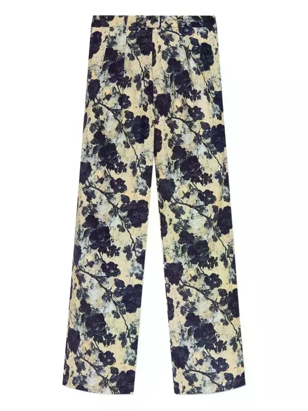 R13 Floral-print Pleated Trousers - Blue