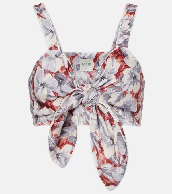 Posse Luna Floral Linen Crop Top - Multicoloured