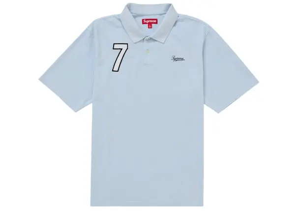 Supreme Cursive Polo Shirt - Light Blue
