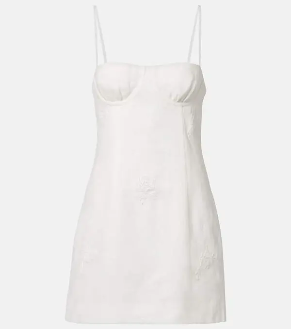 Sir The Label Alessandra Embroidered Linen Minidress