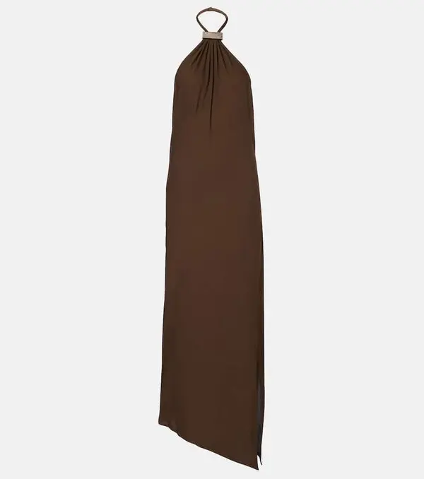 Attico Halterneck Open-back Midi Dress - Green