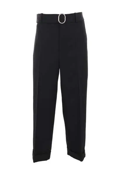 JIL SANDER Loose Fit Wool Gabardine Trousers