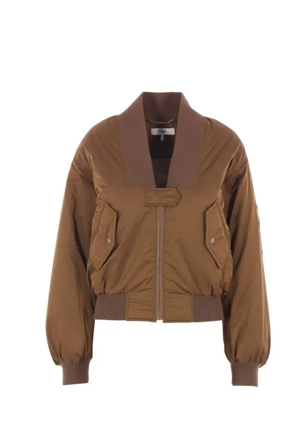 Chloé Padded Bomber Jacket - Authentic Brown