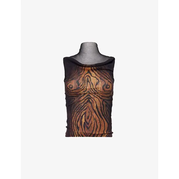 Jean Paul Gaultier Printed Sleeveless Woven Top