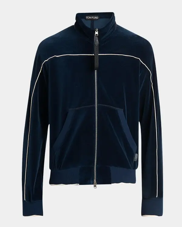 TOM FORD Velour Full-zip Track Jacket - Deep Cobal