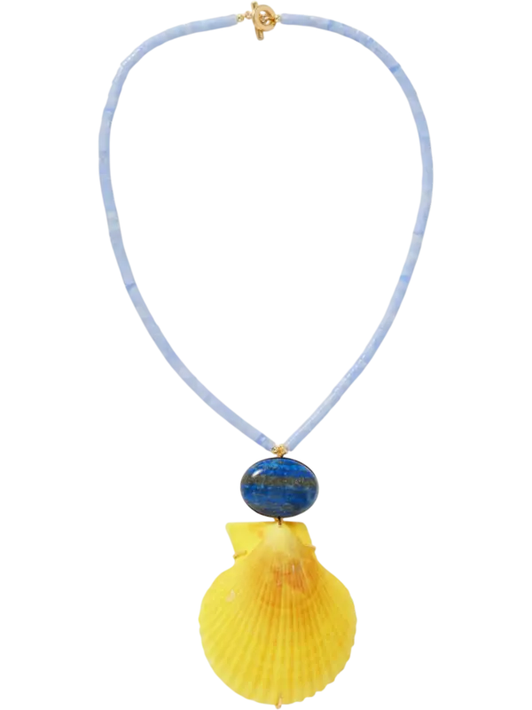 JENNIFER BEHR Makana Gold-plated, Chalcedony, Lapis Lazuli And Shell Necklace - Blue