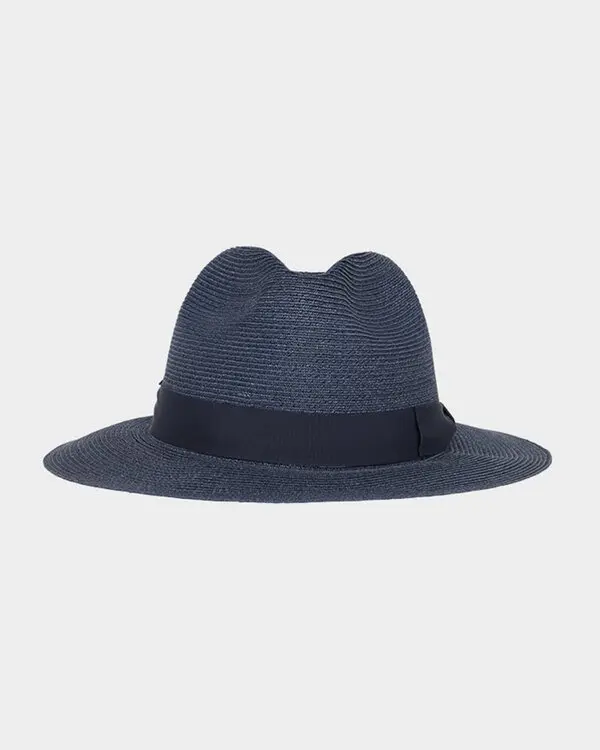 Giorgio Armani Jute Ribbon-band Fedora Hat - Navvy