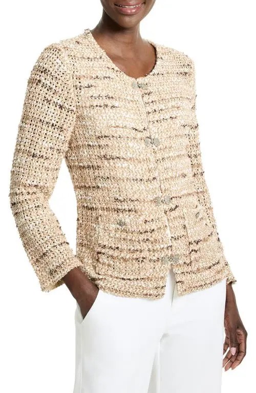 NIC+ZOE Tonal Mix Open Stitch Knit Jacket