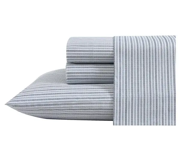 Eddie Bauer Ticking Stripe Navy King Sheet Set