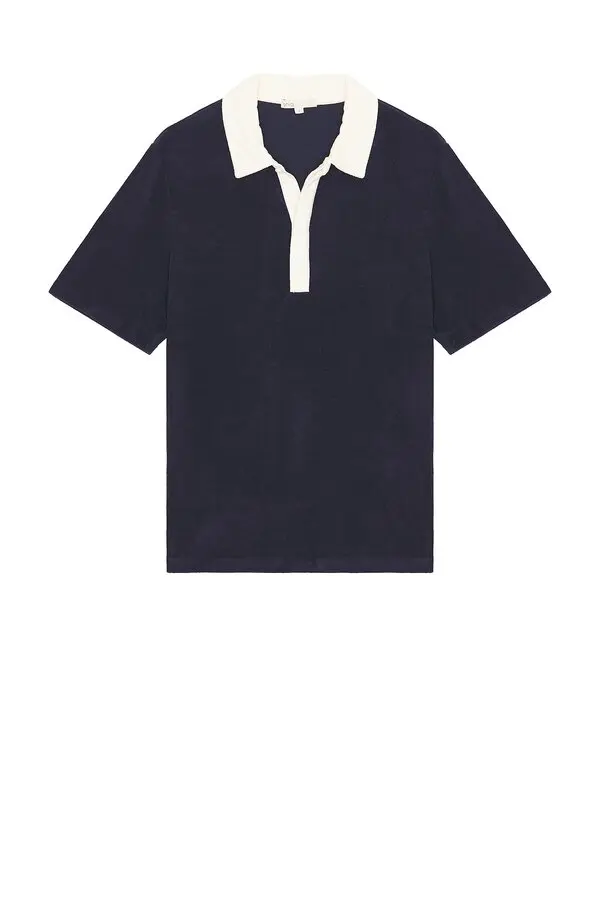 Onia Oversized Towel Terry Polo In Navy