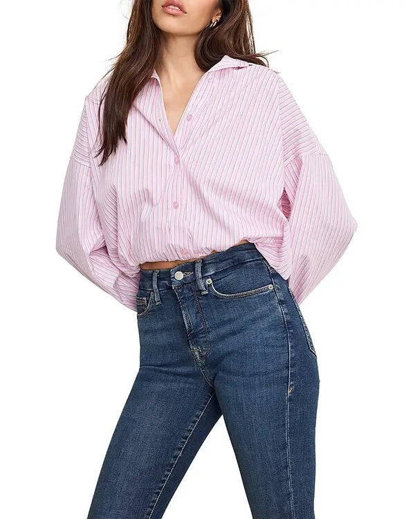 Good American Poplin Bubble Shirt - Candy Stripe