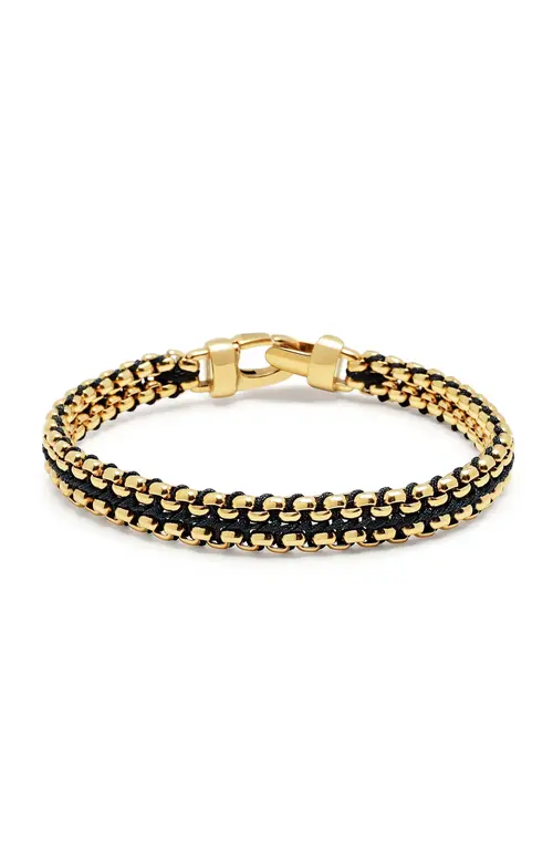 NIALAYA Woven Box Chain Bracelet - Black/gold